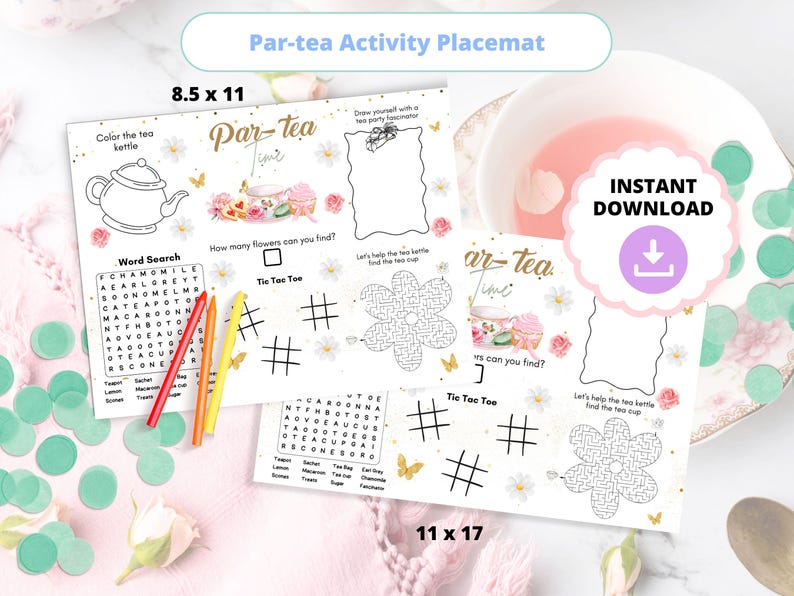 Tea Party Theme Printable Activity Sheet | Kids Tea Party Coloring ...