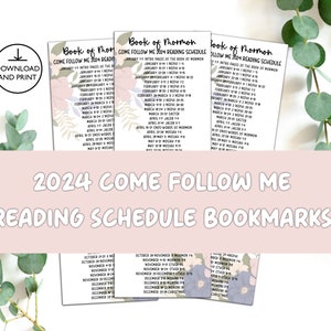 Book of Mormon Reading Schedule, Come Follow Me 2024 Reading Schedule Bookmarks, LDS Printable ...