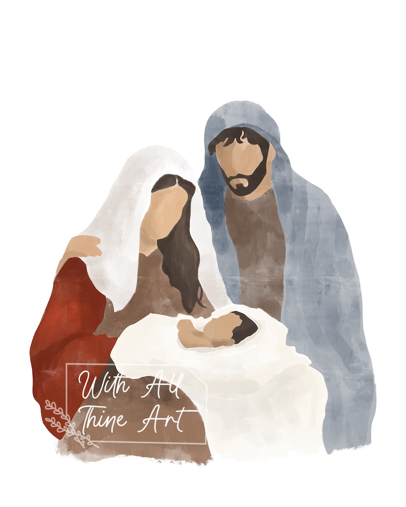 Nativity Scene Art, Christian Wall Art, Digital Nativity Art, Christmas ...