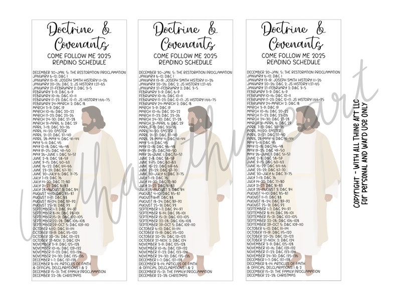 2025 Come Follow Me Bookmarks: D&C Reading Schedule (PDF) - Etsy