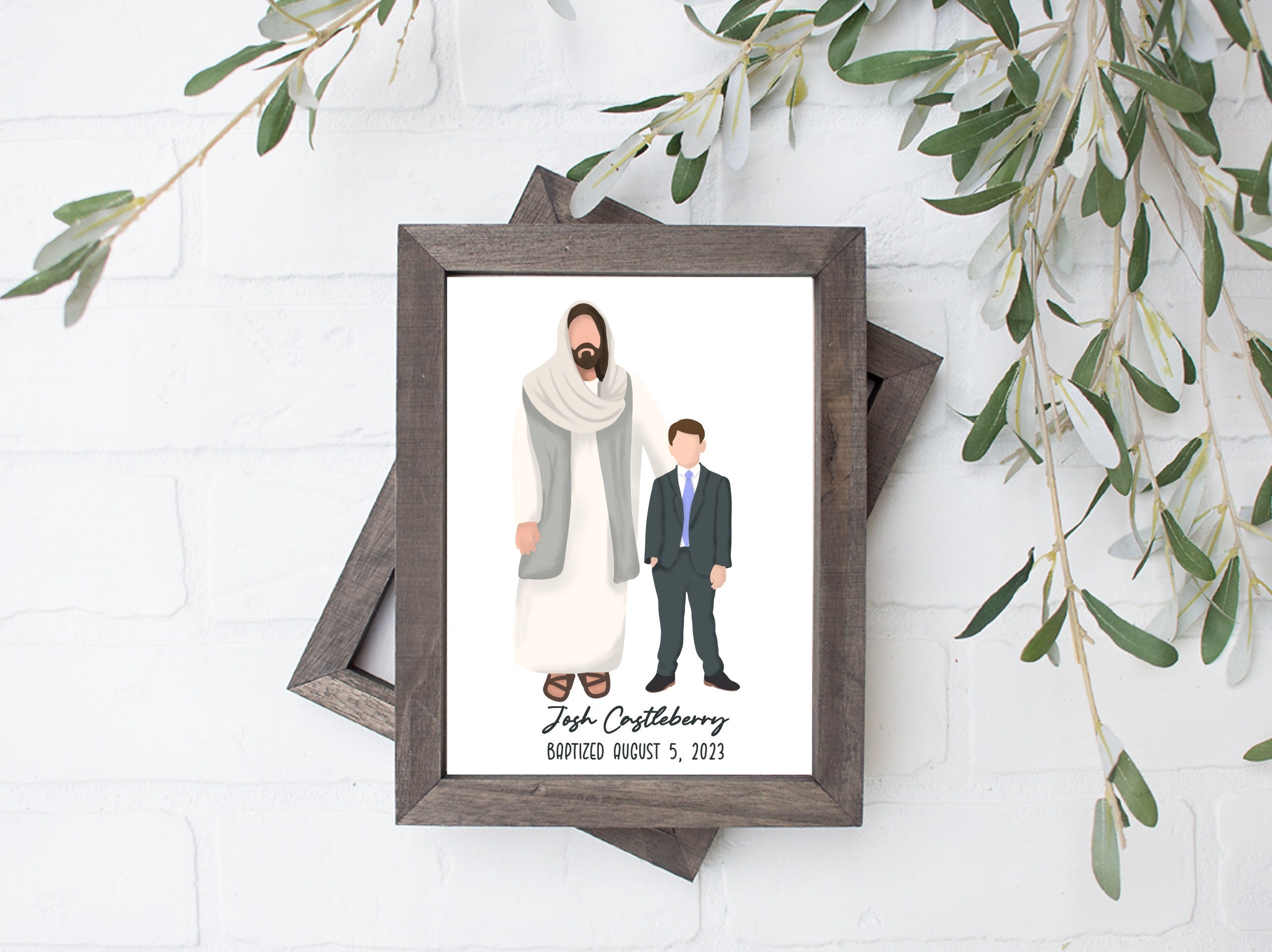 Personalized Baptism Gift for Boy | Painting of Jesus Walking With A Child | LDS Printable for ...