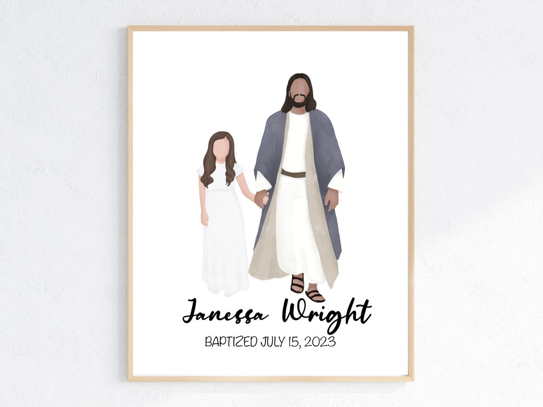 Personalized LDS Baptism Portrait: Girl With Jesus (digital Download ...