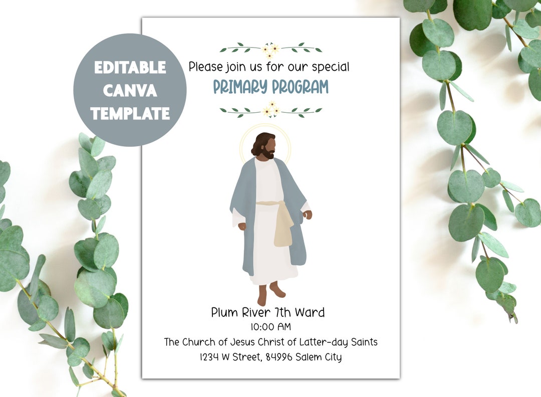 LDS Primary Program Invitation: Editable Canva Template - Etsy