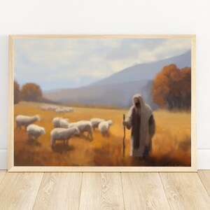 The True Shepherd Painting of Jesus Christ With Sheep Fall Decor ...