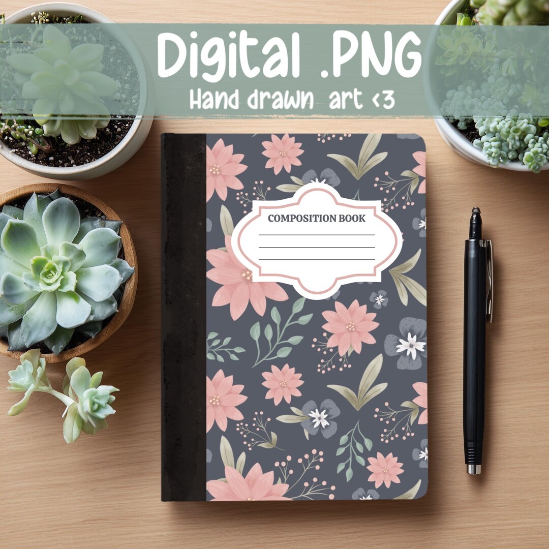 Digital Composition Notebook Planner Printable for Back to School PNG ...
