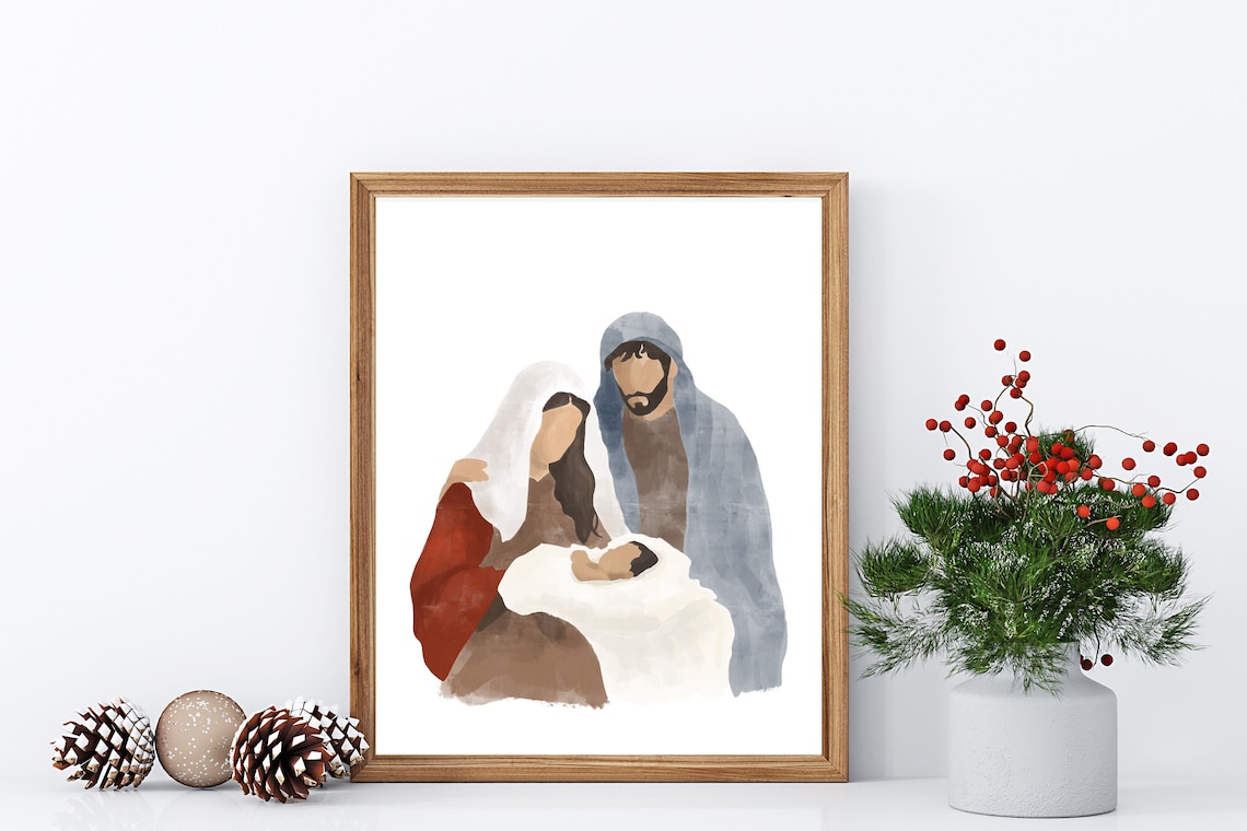 Nativity Scene Art, Christian Wall Art, Digital Nativity Art, Christmas ...