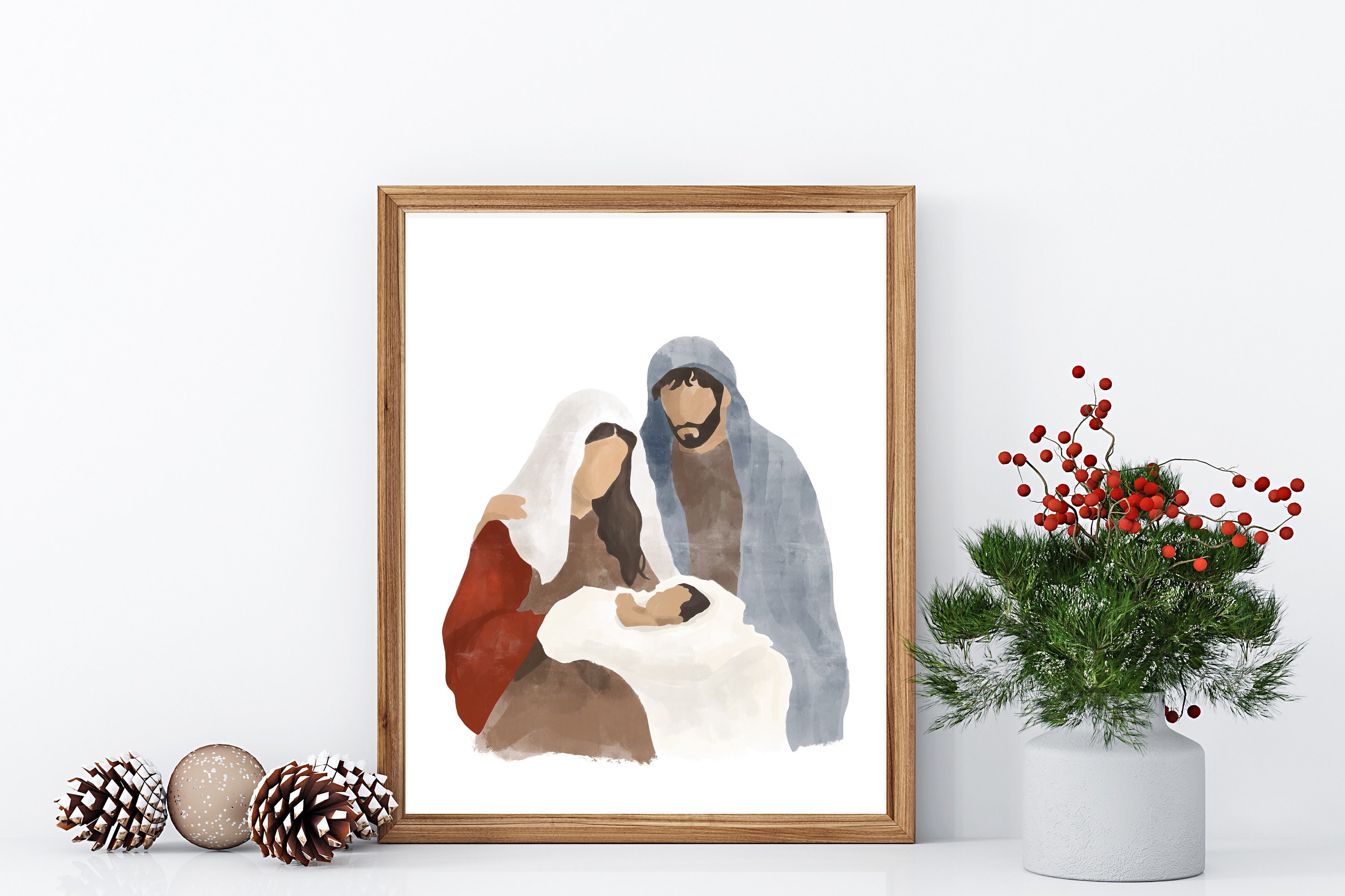 Nativity Scene Art, Christian Wall Art, Digital Nativity Art, Christmas ...
