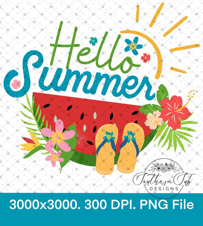 Hello Summer Sublimation Design, Summer, T-shirt Design, Digital ...