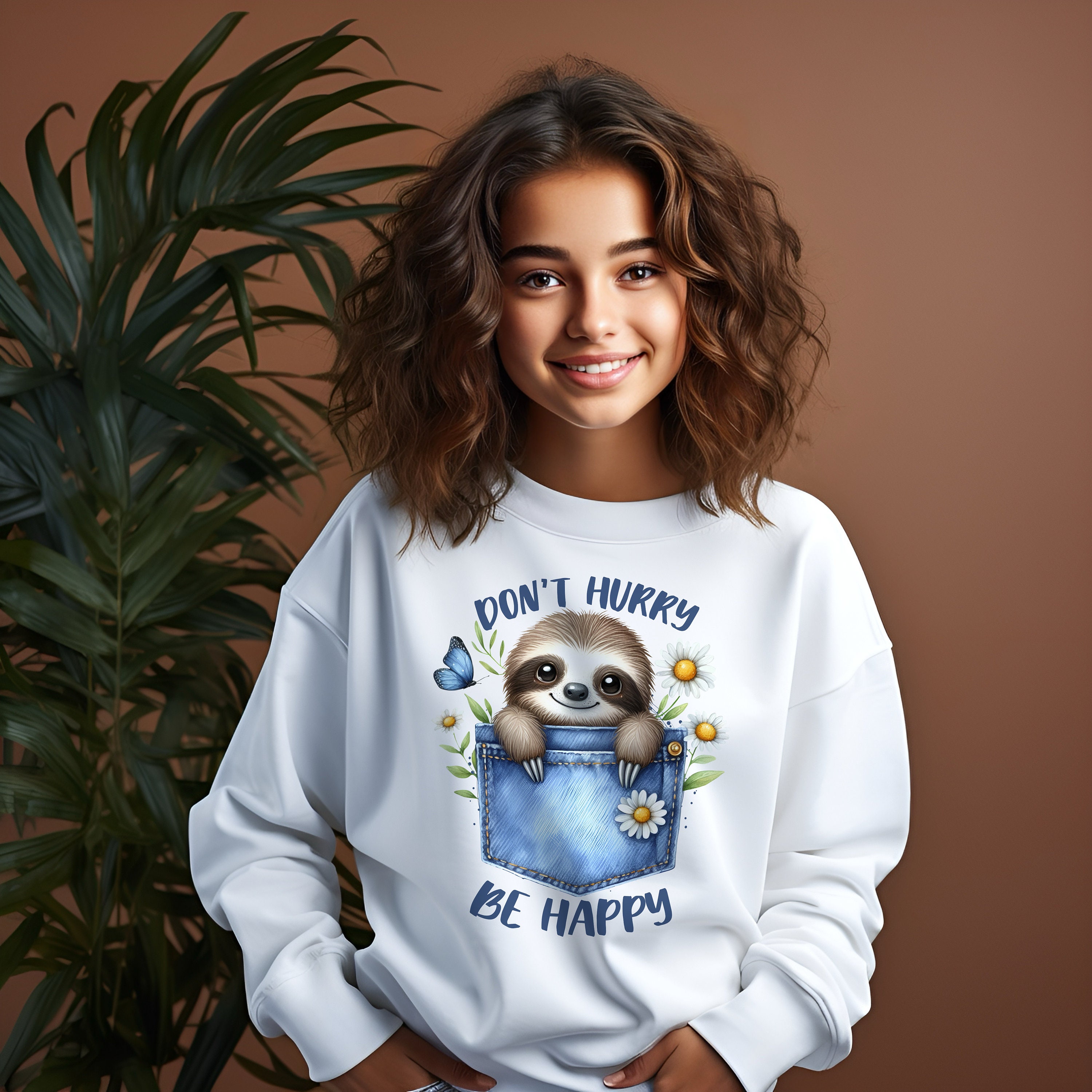 Don’t Hurry Be Happy, Cute Sloth, Sublimation Designs, Transparent ...