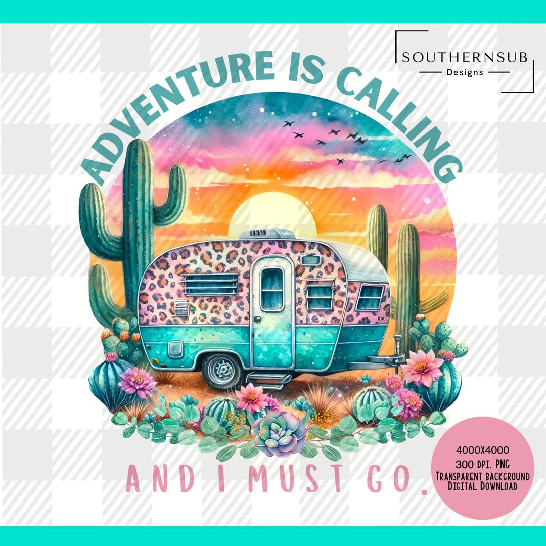 Adventure Camper Sublimation Design: Desert Scene PNG (digital Download ...