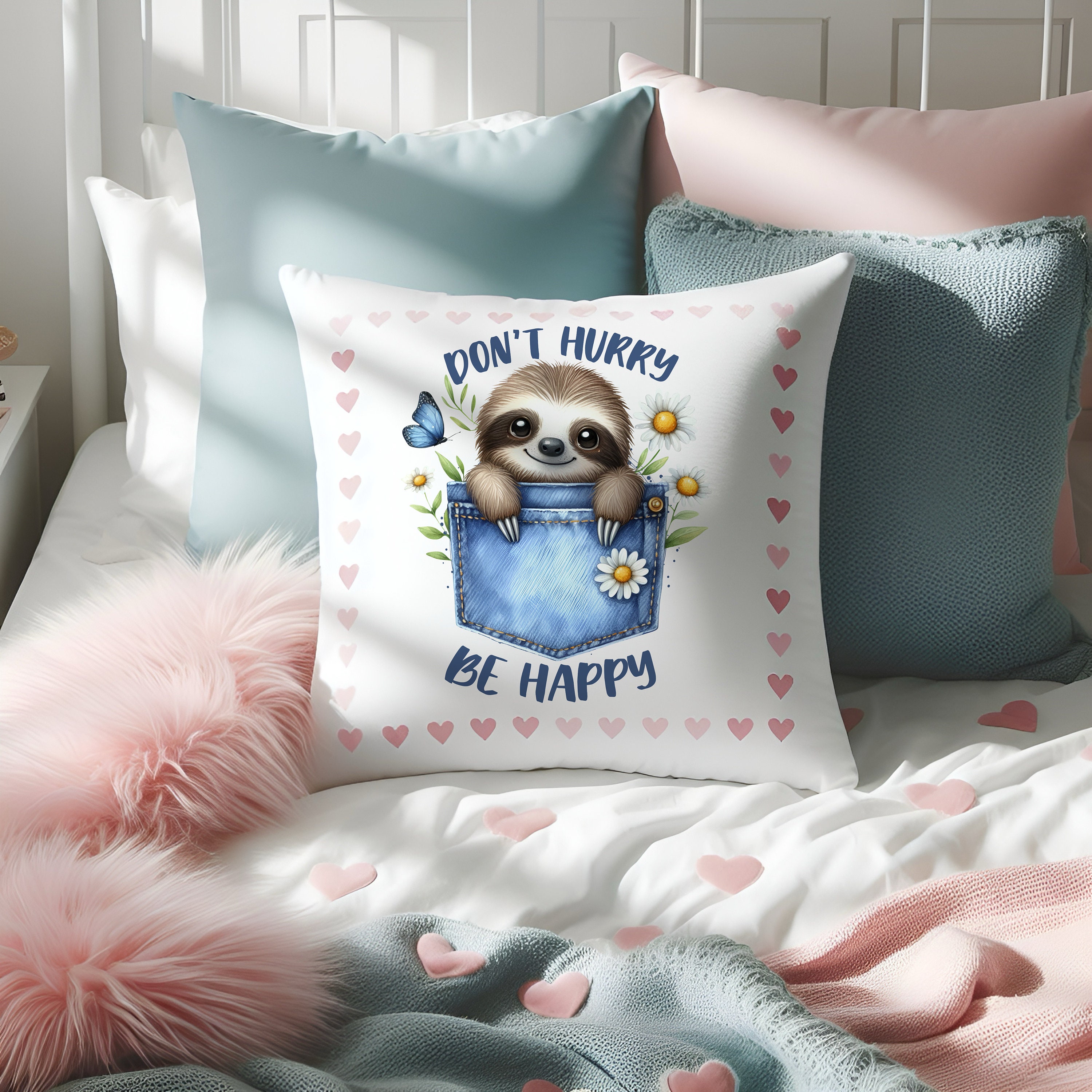 Don’t Hurry Be Happy, Cute Sloth, Sublimation Designs, Transparent ...