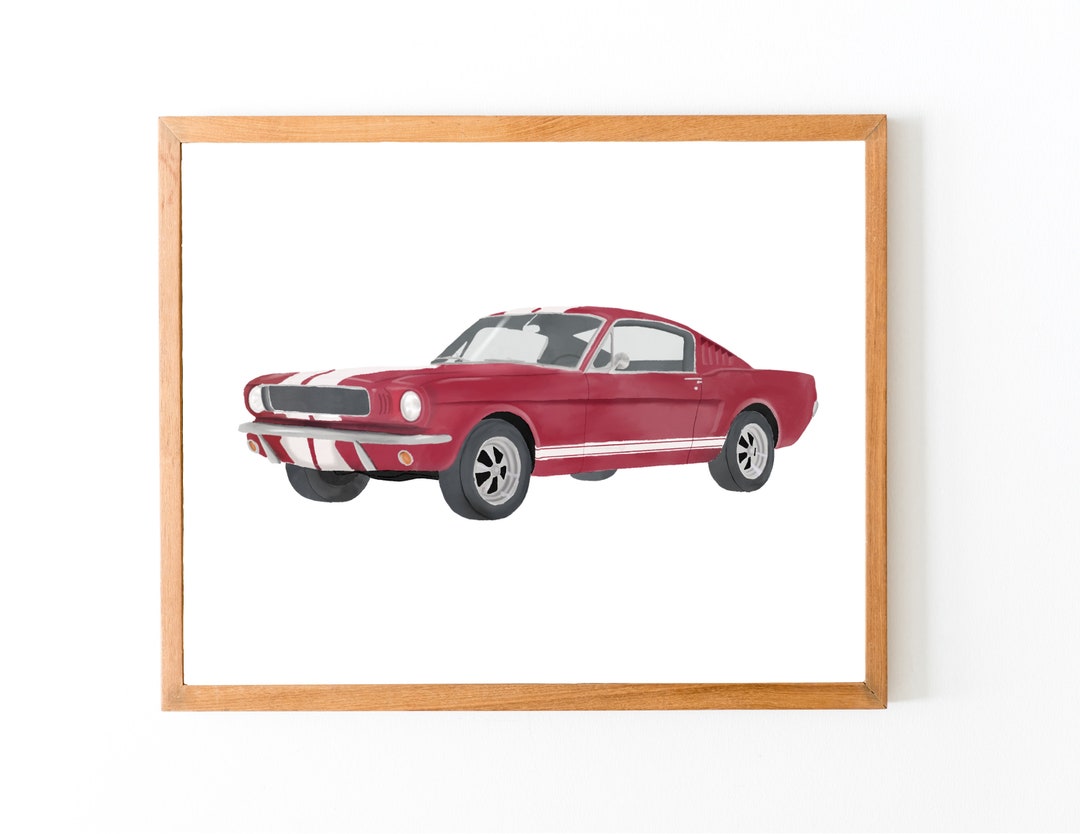 Red Mustang Watercolor Digital Print - Etsy