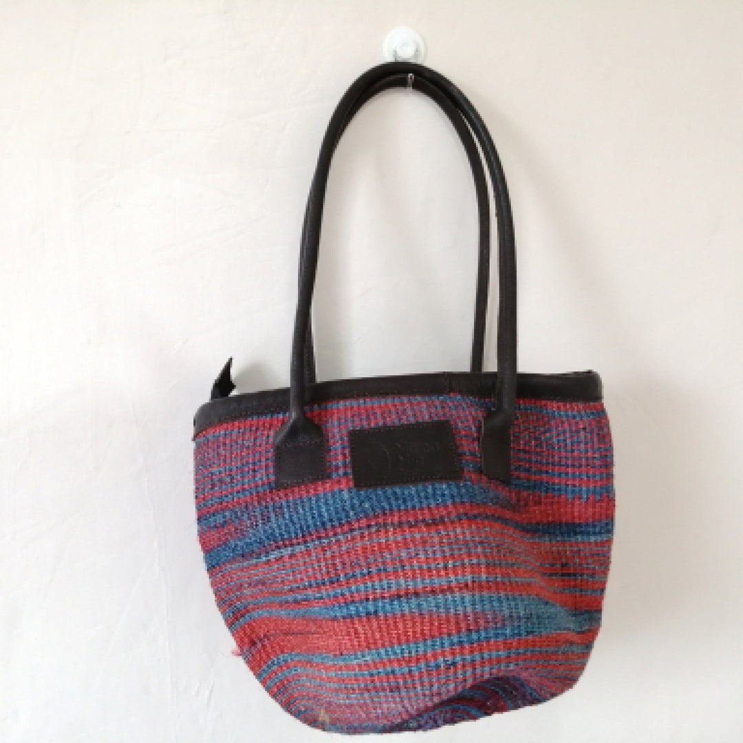 Handmade Sisal Kiondo Bag, Woven Tote With Leather Straps - Etsy