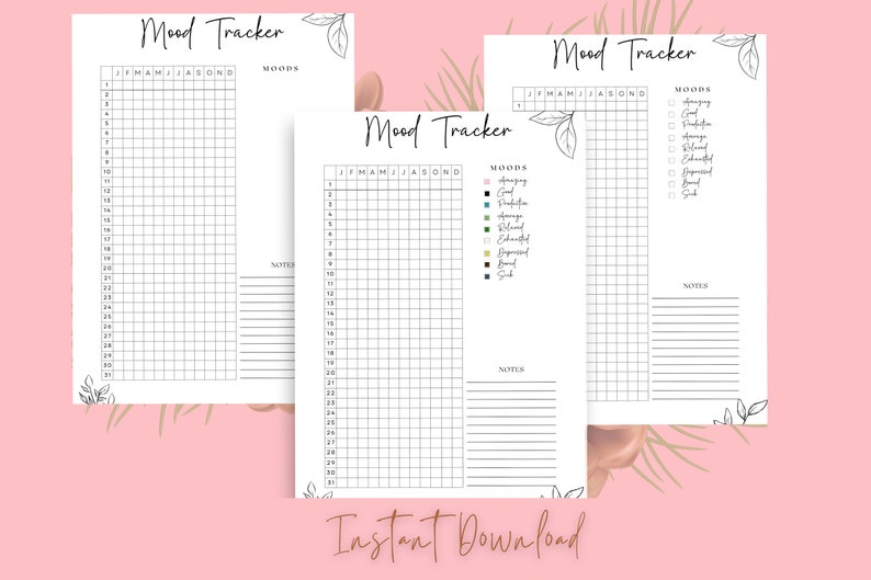 Mood Tracker Color Chart, Digital Download Mood Chart, Printable Mood ...