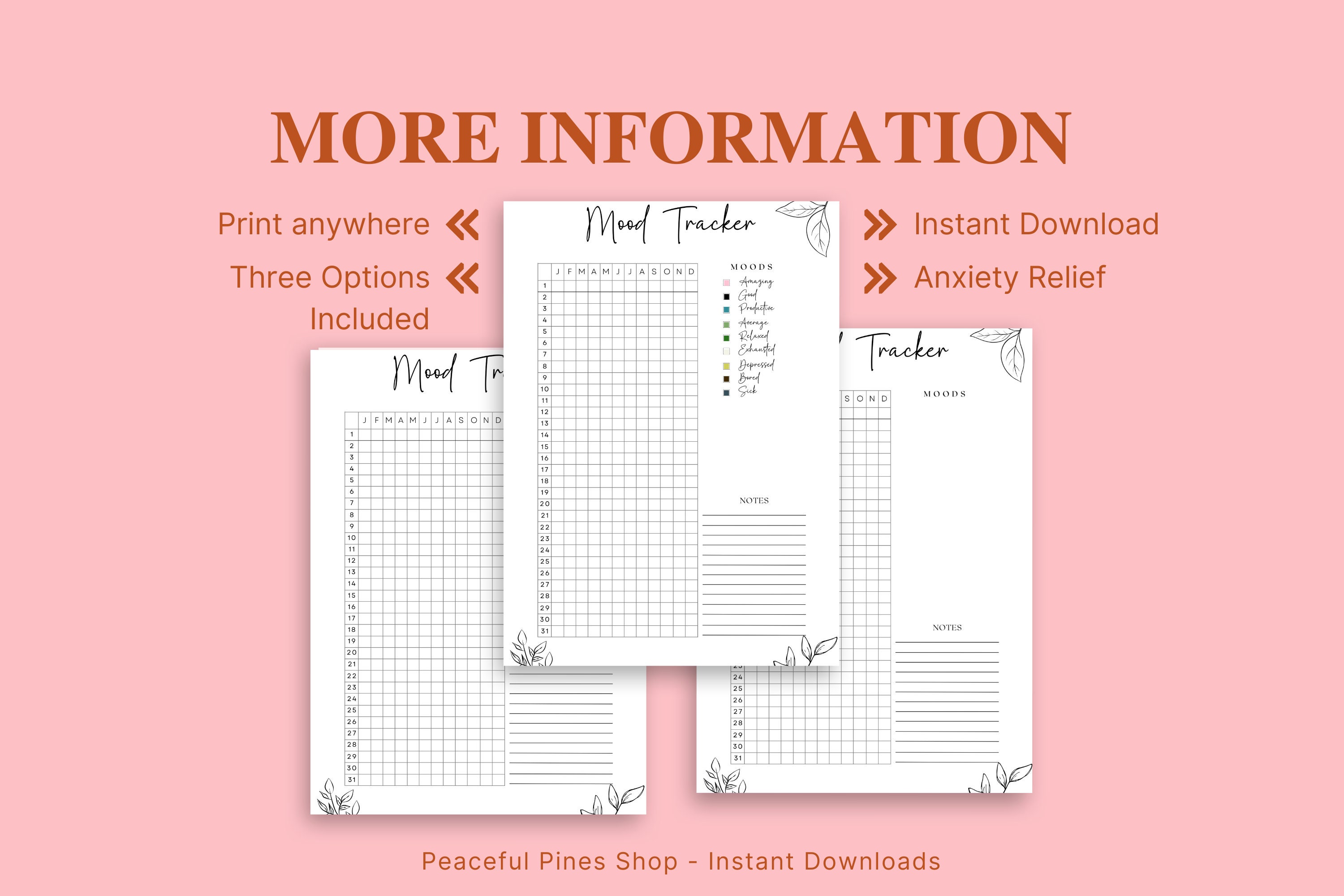 Mood Tracker Color Chart, Digital Download Mood Chart, Printable Mood ...