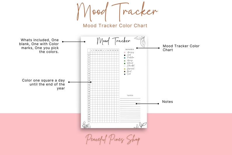 Mood Tracker Color Chart, Digital Download Mood Chart, Printable Mood ...