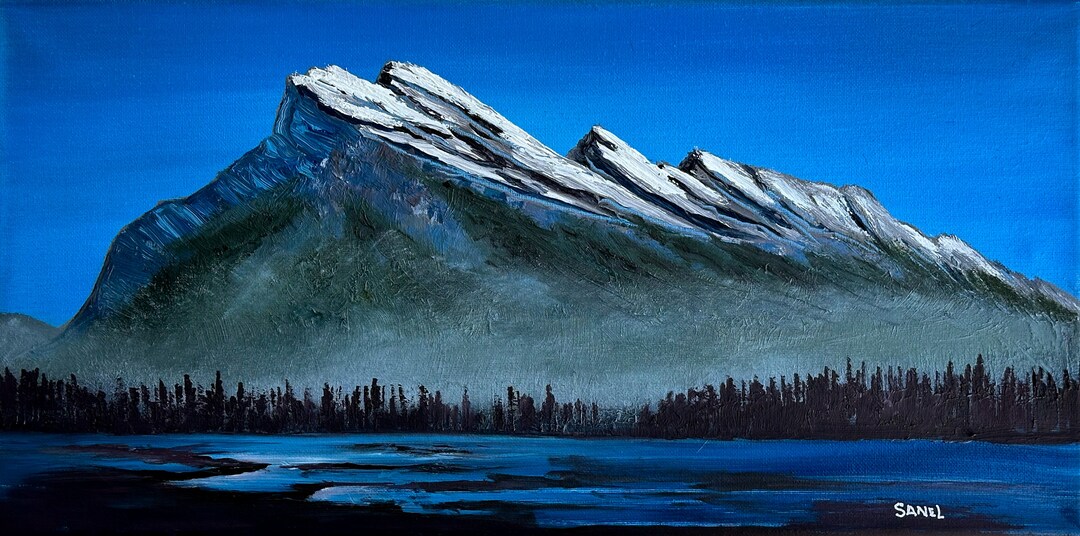 Winter Artwork Winter Oil Painting Mount Rundle Banff Rocky - Etsy