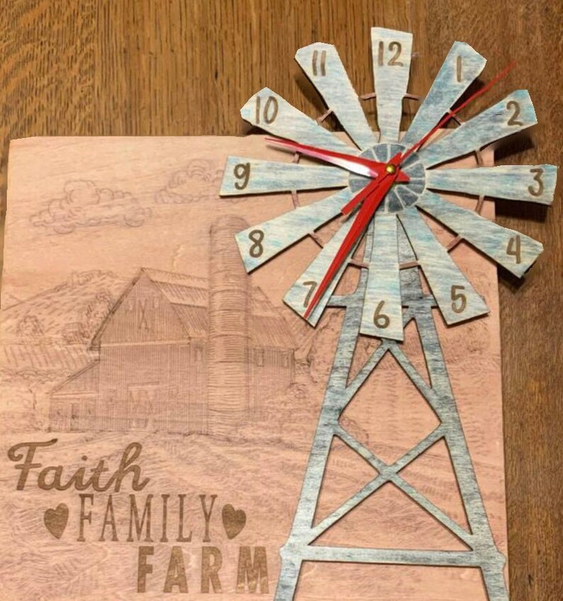 Windmill Clock Laser Cut File, SVG, AI, Pdf-lightburn and Glowforge ...