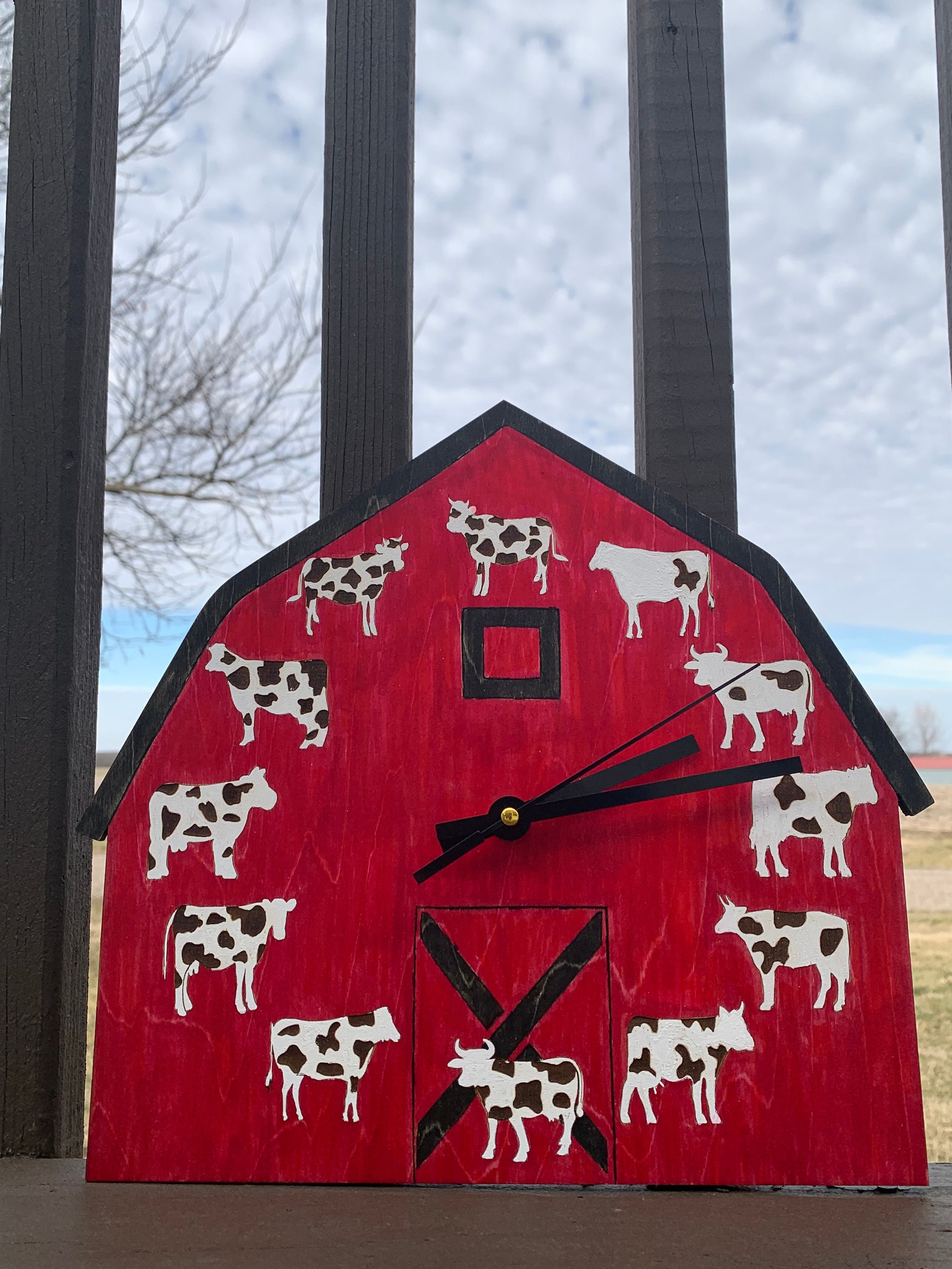 Country Barn Cow Clock Design Laser Cut SVG File, Farmhouse Decor - Etsy
