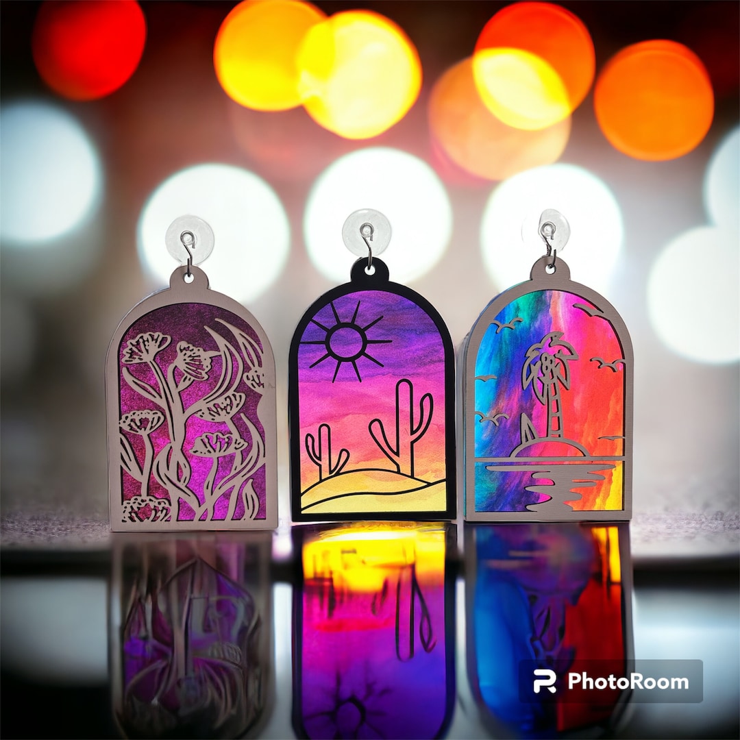 Desert Cactus, Flower & Beach Suncatcher SVG | Scenic Sun Catcher ...