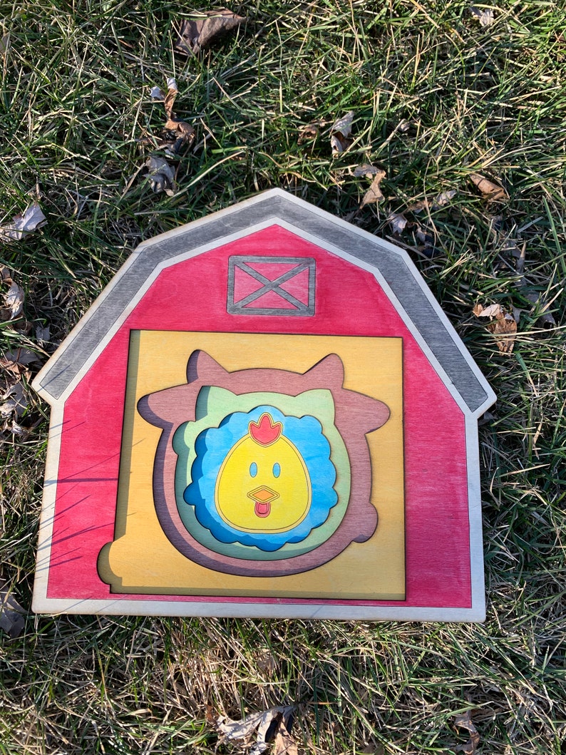 Barnyard Puzzle Laser Cut File SVG, AI 5 Layer Farm Puzzle With Pig ...