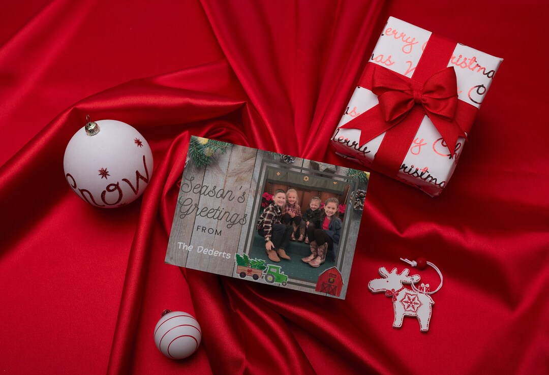 Editable Printable 7x5 Holiday Card-rustic Farm - Etsy