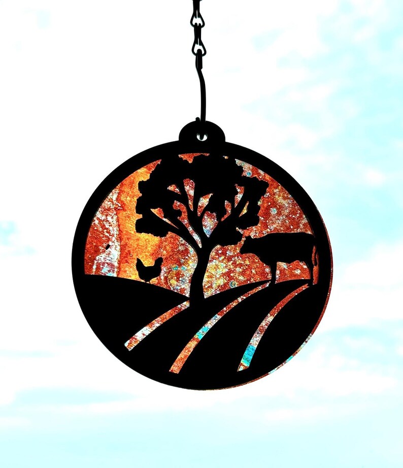 Cow and Chicken Suncatcher SVG Rustic Farm Sun Catcher Cut File Laser ...