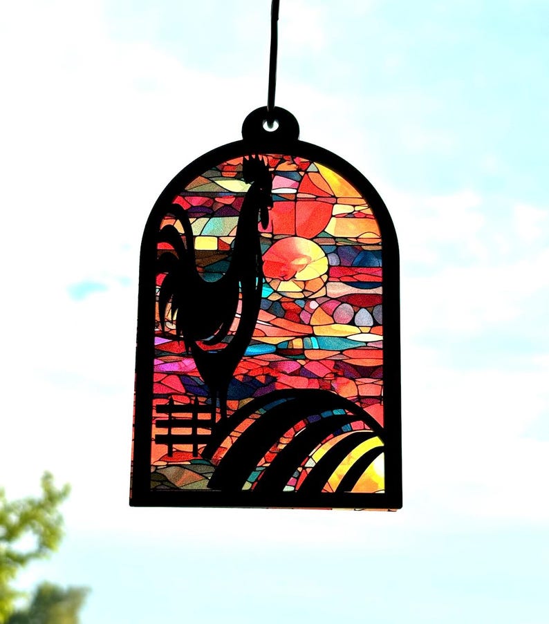 Chicken Suncatcher SVG Rooster Window Sun Catcher Cut File for Lasers ...