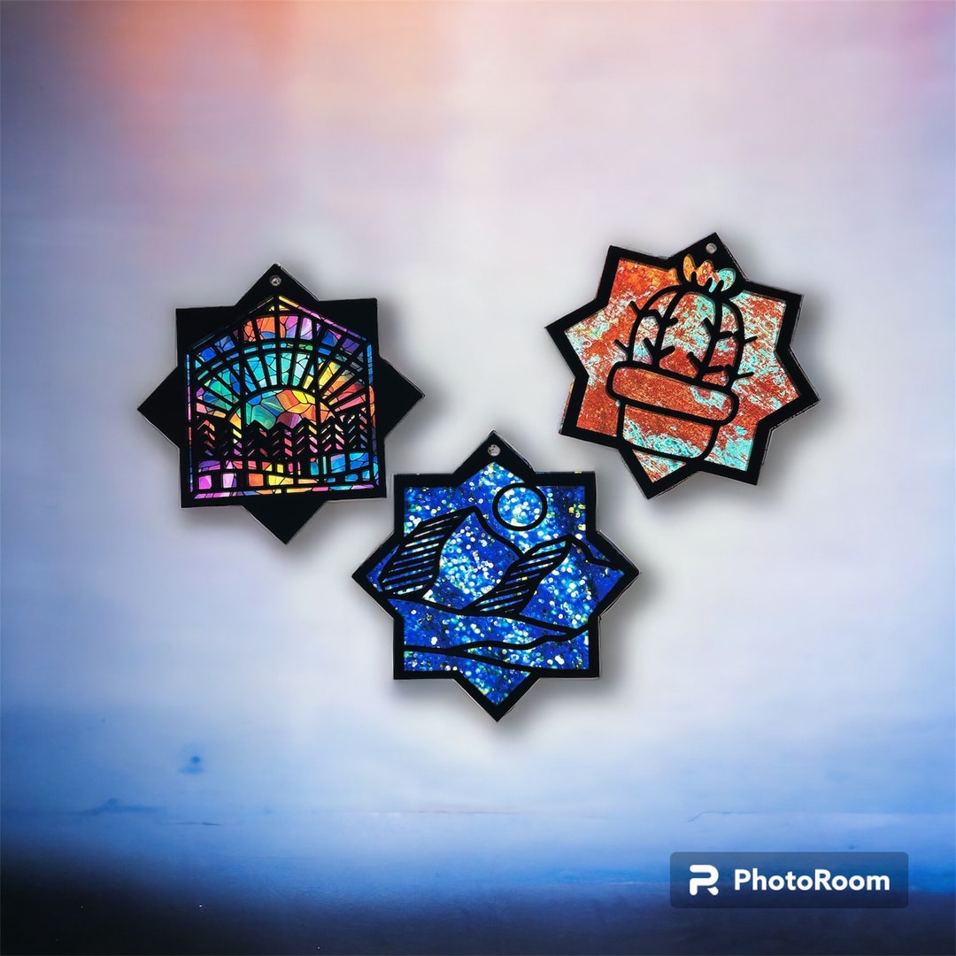 Cactus, Sunrise, Mountain Suncatcher SVG scenic Sun Catcher Desert Cut ...