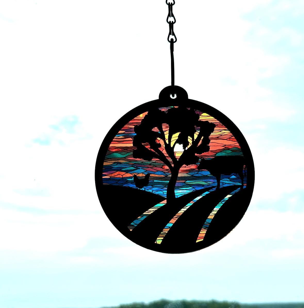 Cow and Chicken Suncatcher SVG Rustic Farm Sun Catcher Cut File Laser ...