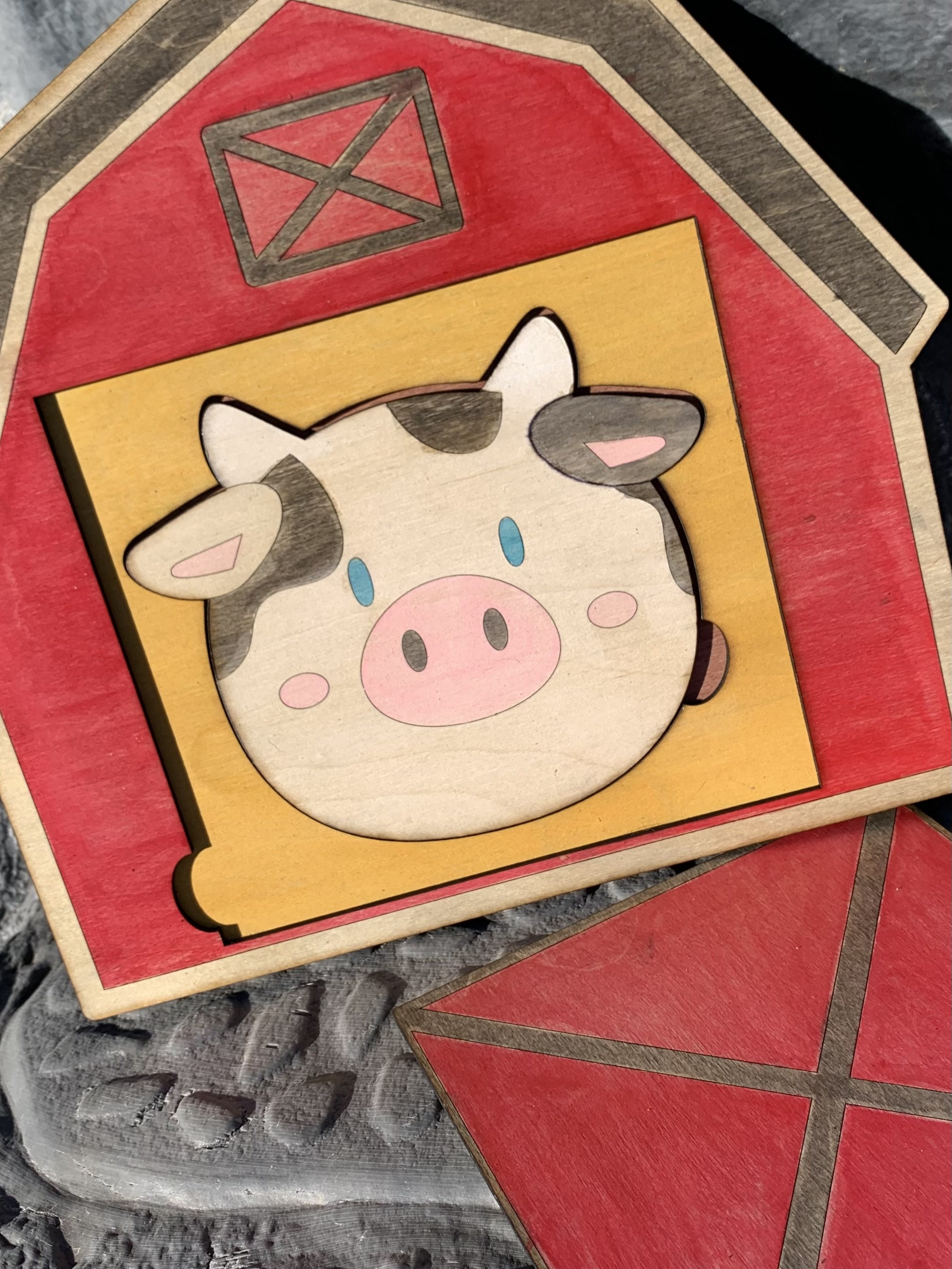 Barnyard Puzzle Laser Cut File SVG, AI 5 Layer Farm Puzzle With Pig ...
