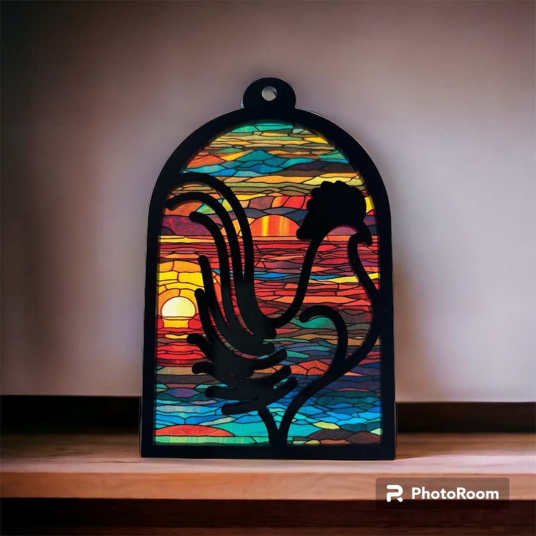 Rooster Suncatcher | Farm Sun Catcher | Chicken Cut File | Rustic Laser ...