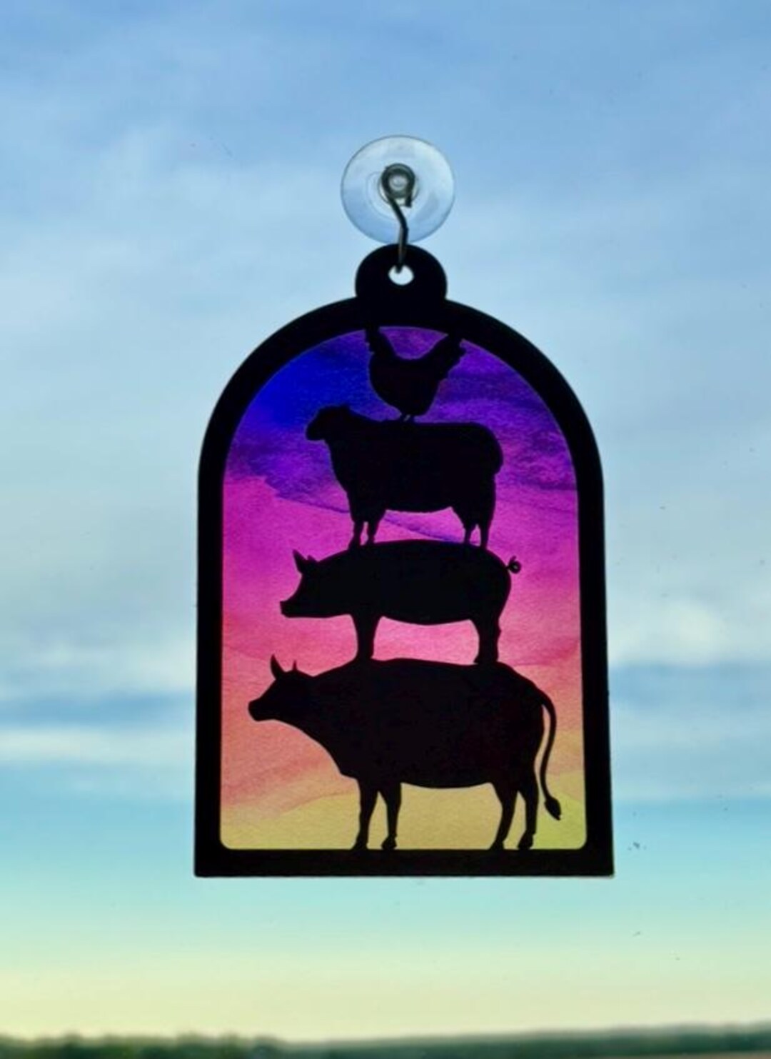 Cow Pig Sheep Chicken Suncatcher SVG | Farm Animal Sun Catcher Cut File ...