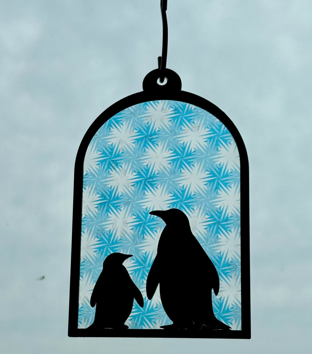Penguin Suncatcher Suncatcher SVG Cut File for Lasers & Glowforge Laser ...