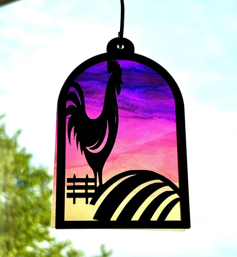 Chicken Suncatcher SVG Rooster Window Sun Catcher Cut File for Lasers ...