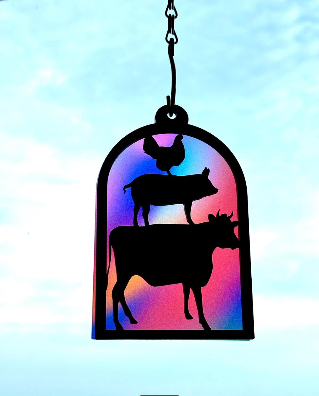 Farm Animal Suncatcher SVG | Chicken, Pig, Cow Window Sun Catcher Cut ...