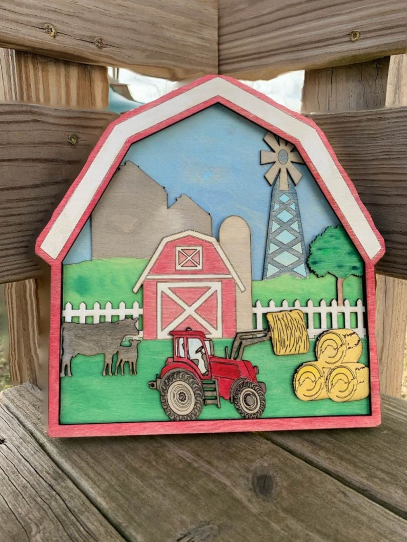 5 Layer, 3D Barn Scene, Laser Cut File, SVG, Ai-lightburn and Glowforge ...