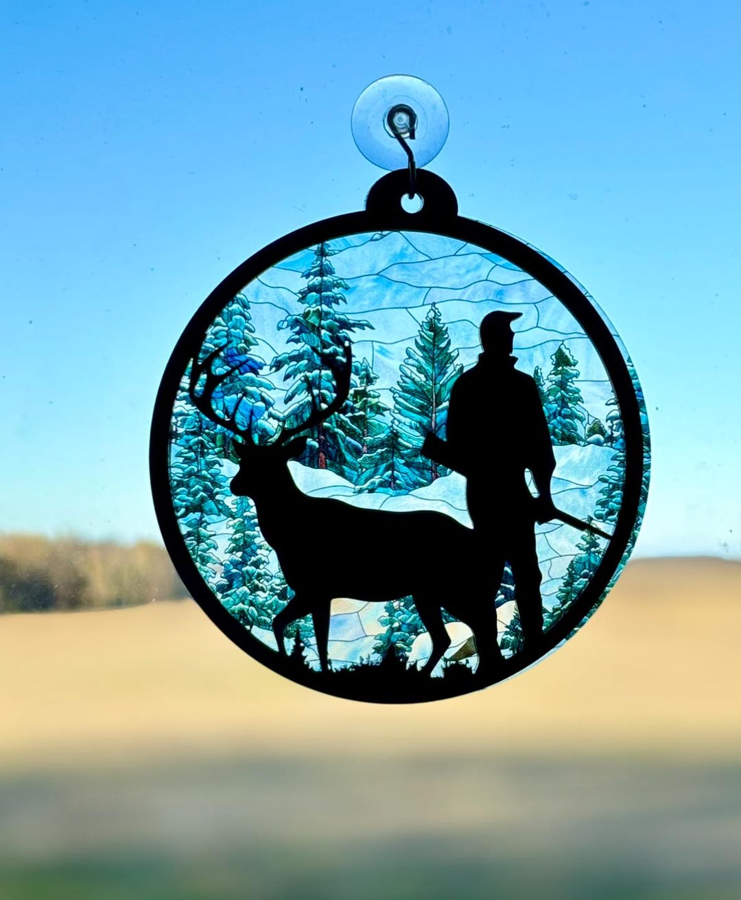 Deer Hunter Suncatcher SVG | Deer Sun Catcher Cut File for Lasers ...