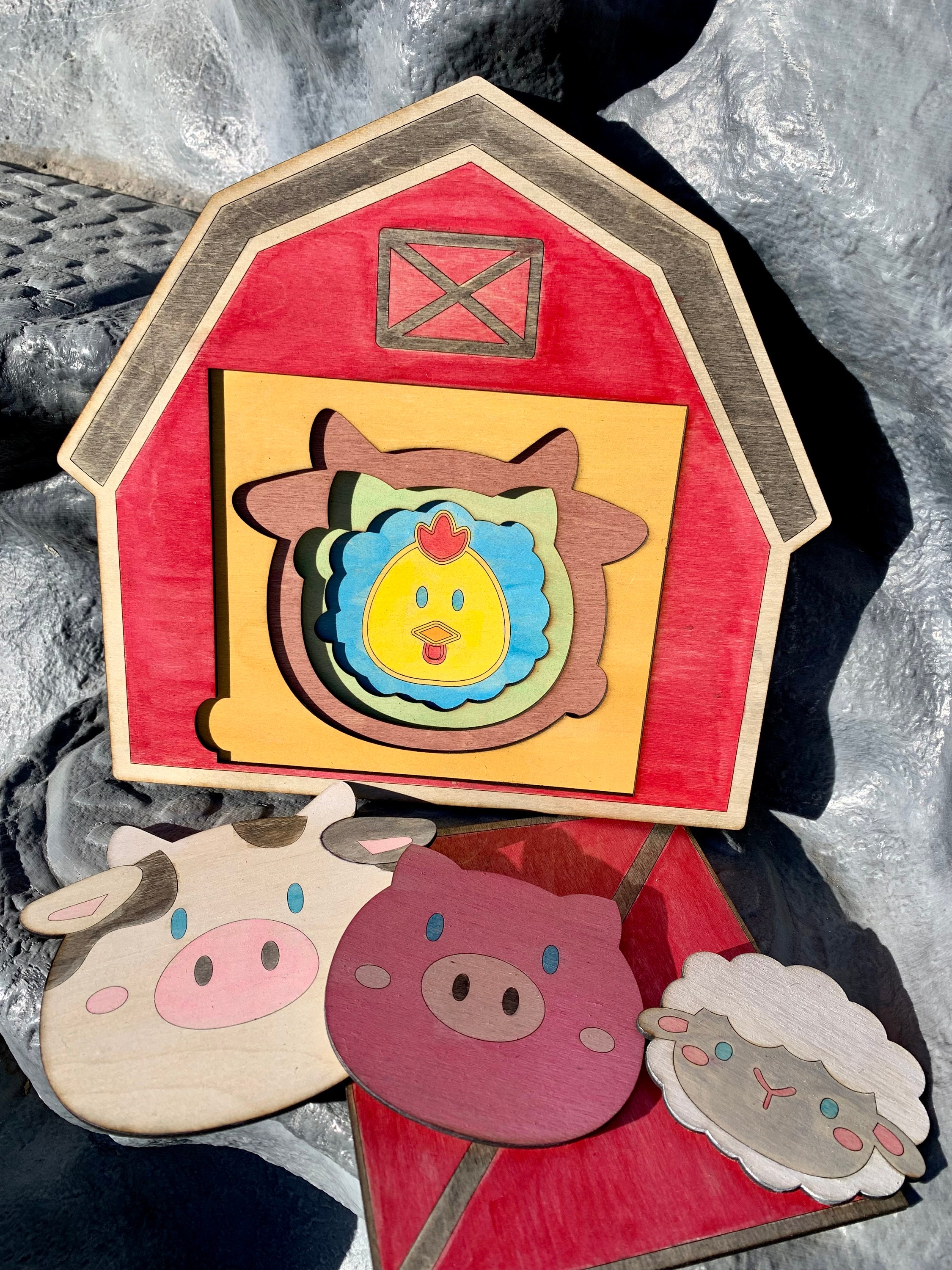 Barnyard Puzzle Laser Cut File SVG, AI 5 Layer Farm Puzzle With Pig ...