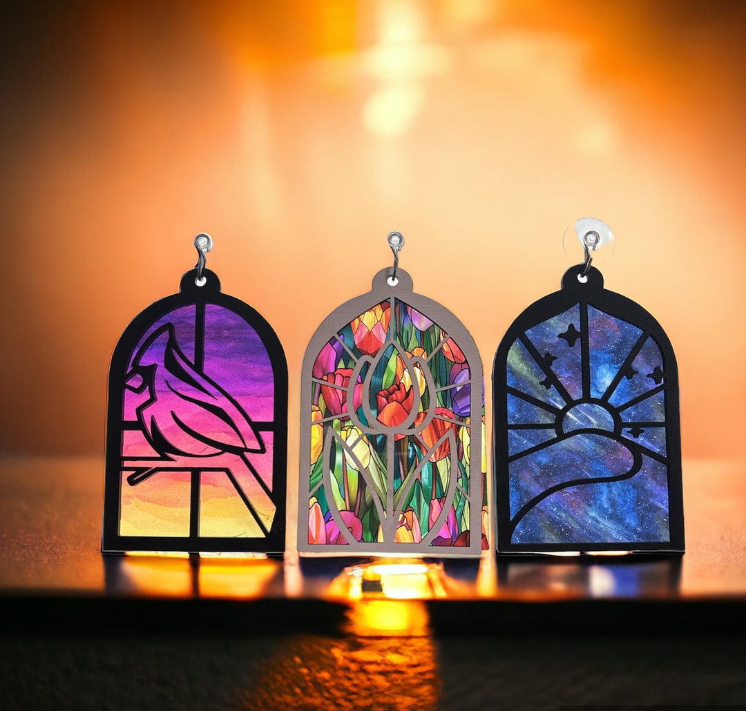 Cardinal, Tulip, Sunrise Suncatcher SVG | Sun Catcher Bundle Laser File ...