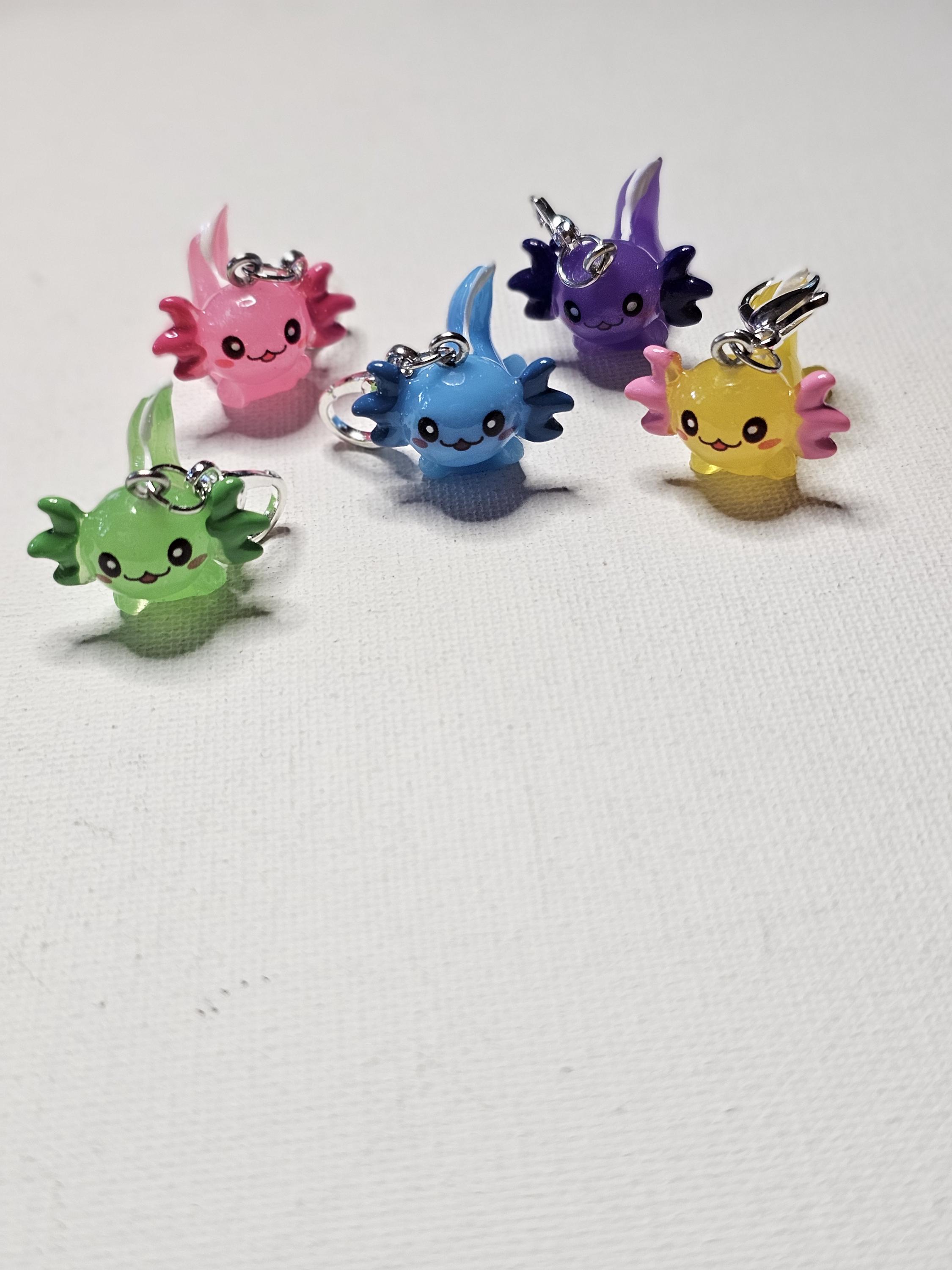 Resin Axolotl Stitch Markers: Ring or Lobster Claw Clasp, Set of 5. - Etsy