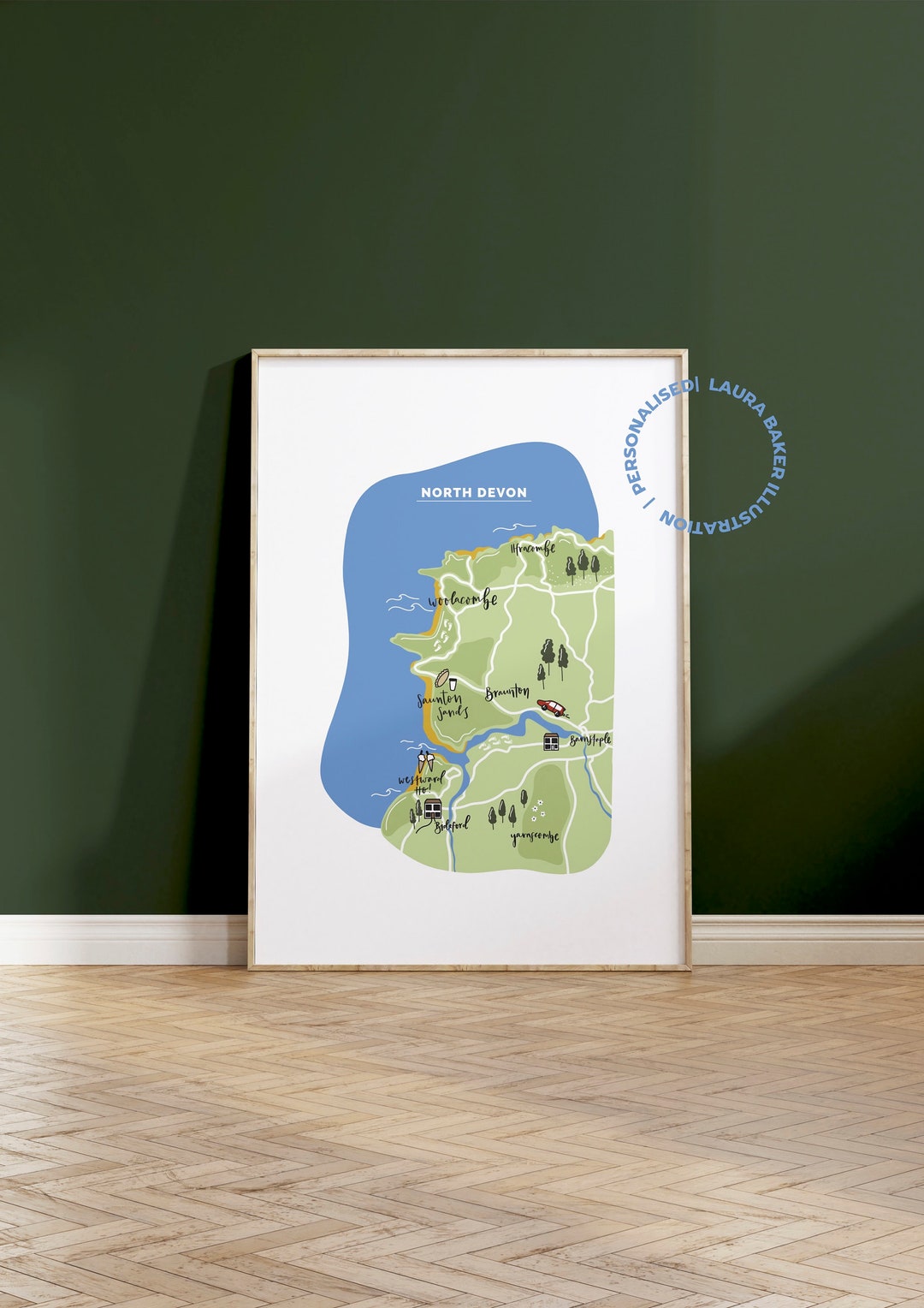PERSONALISED MAP PRINT Illustration Wall Art Poster Scandinavian ...
