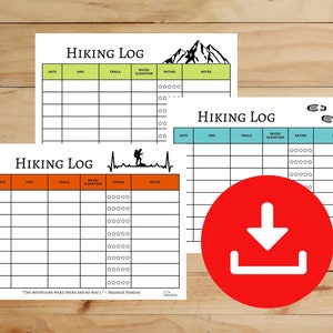 Hiking Log, Printable Trail Tracker and Hiking Log, Hiking Printable ...