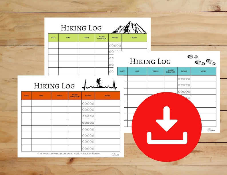 Hiking Log Printable Trail Tracker and Hiking Log Hiking - Etsy