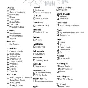 Printable US National Parks Checklist, Digital National Parks Checklist ...