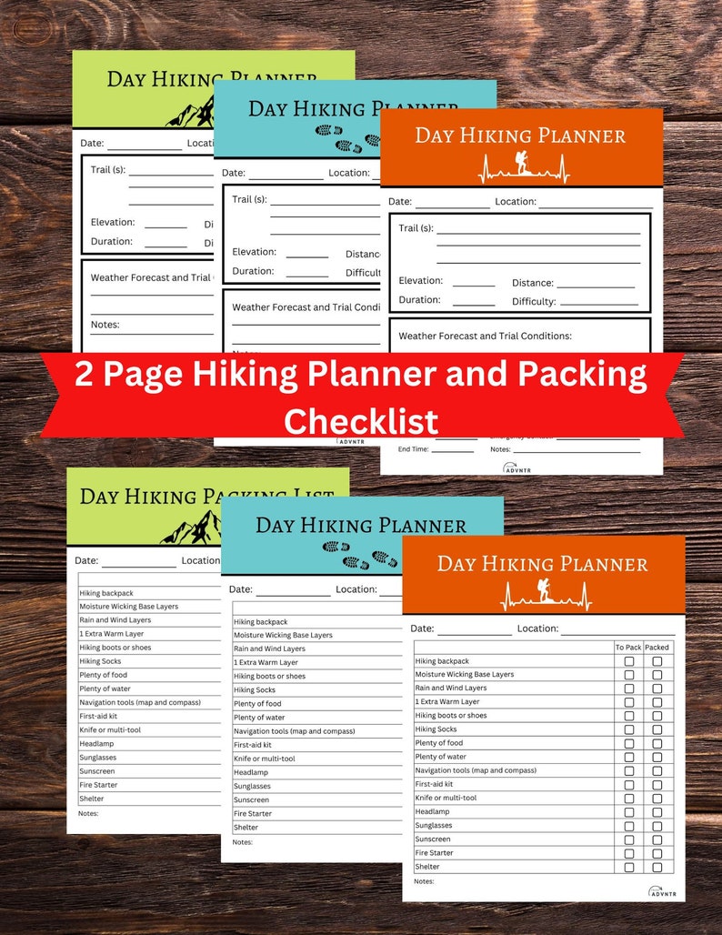 Hiking Planner and Hike Packing Checklist, Hiking Essentials, Hike ...