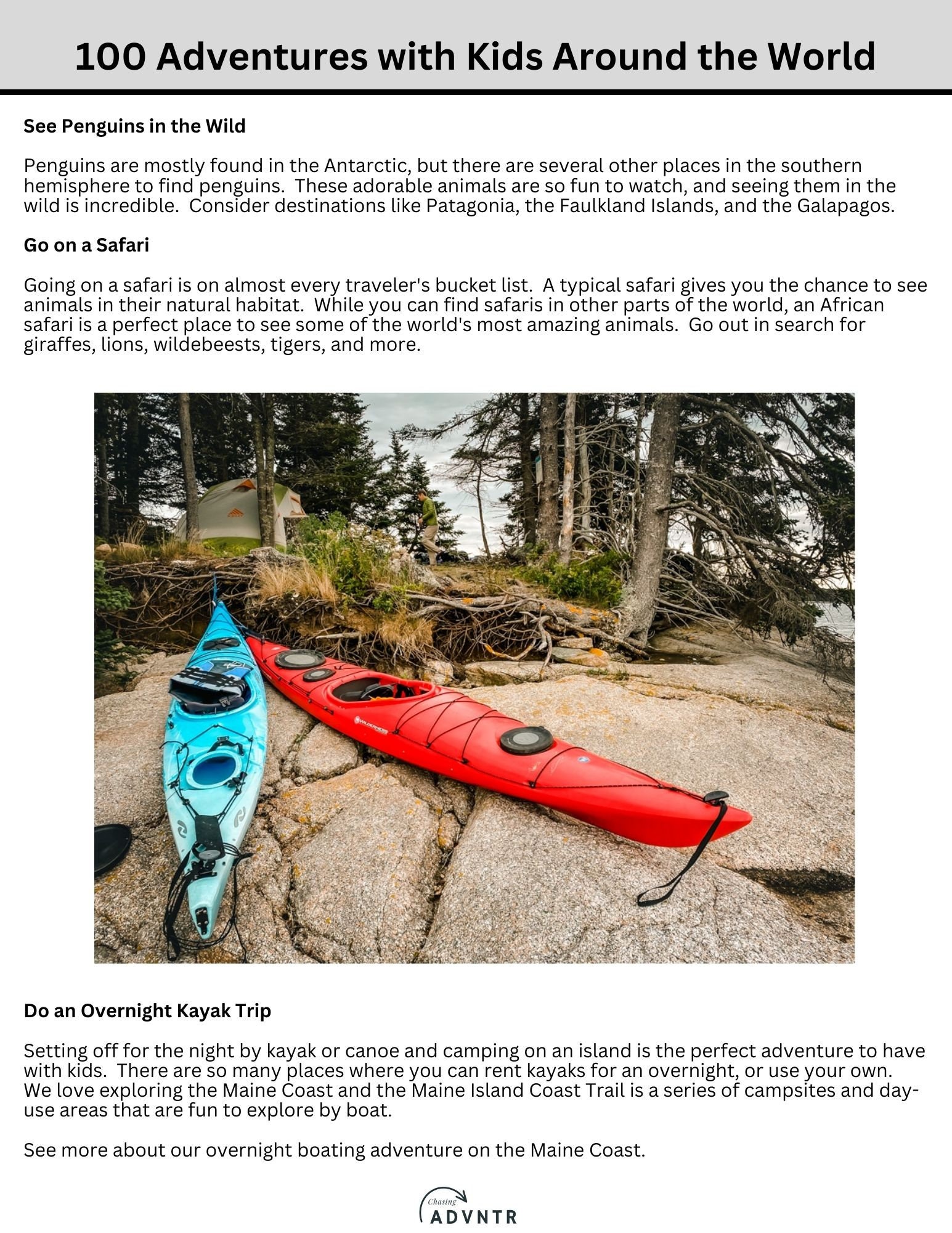 100 Adventure to Have With Your Kids, Adventure Planning, Travel ...