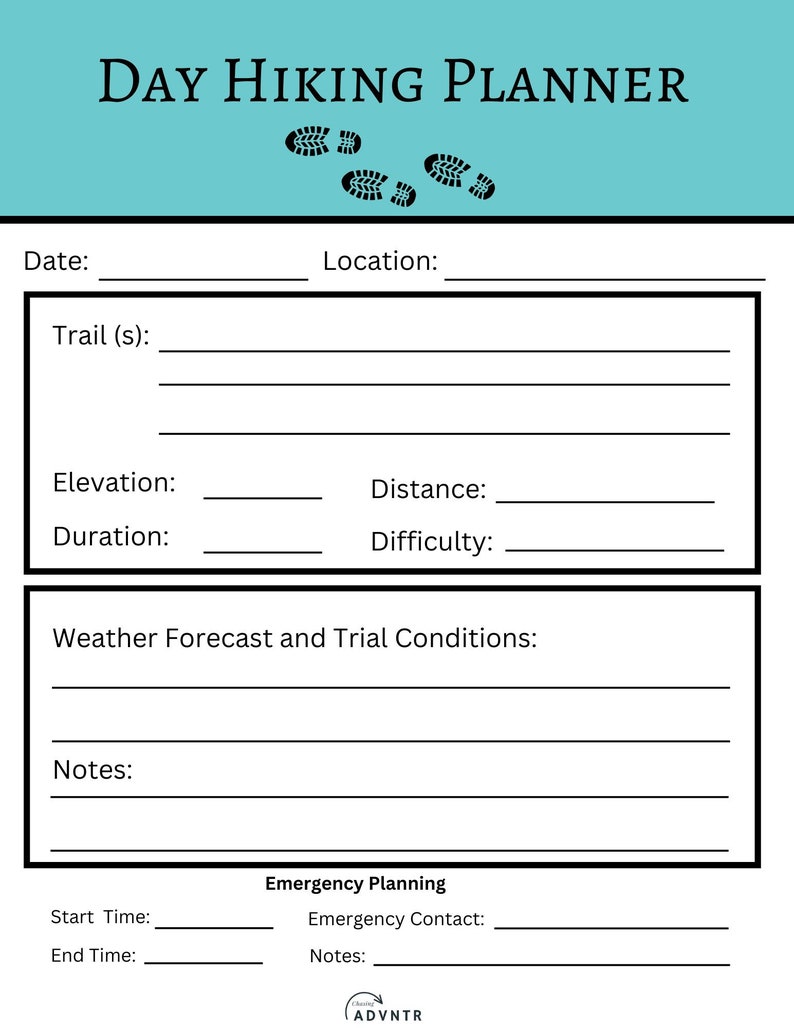 Hiking Planner and Hike Packing Checklist, Hiking Essentials, Hike ...