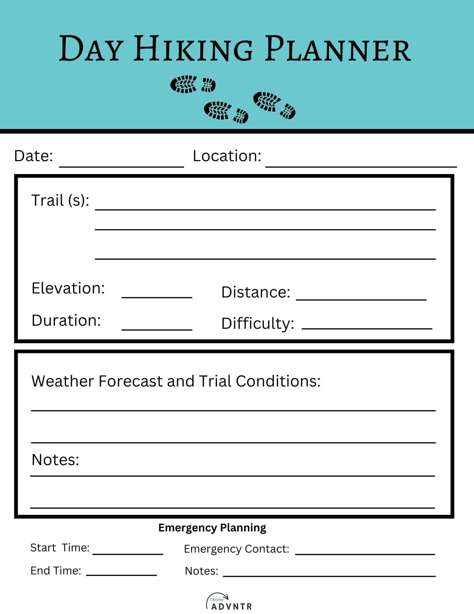 Hiking Planner and Hike Packing Checklist, Hiking Essentials, Hike ...