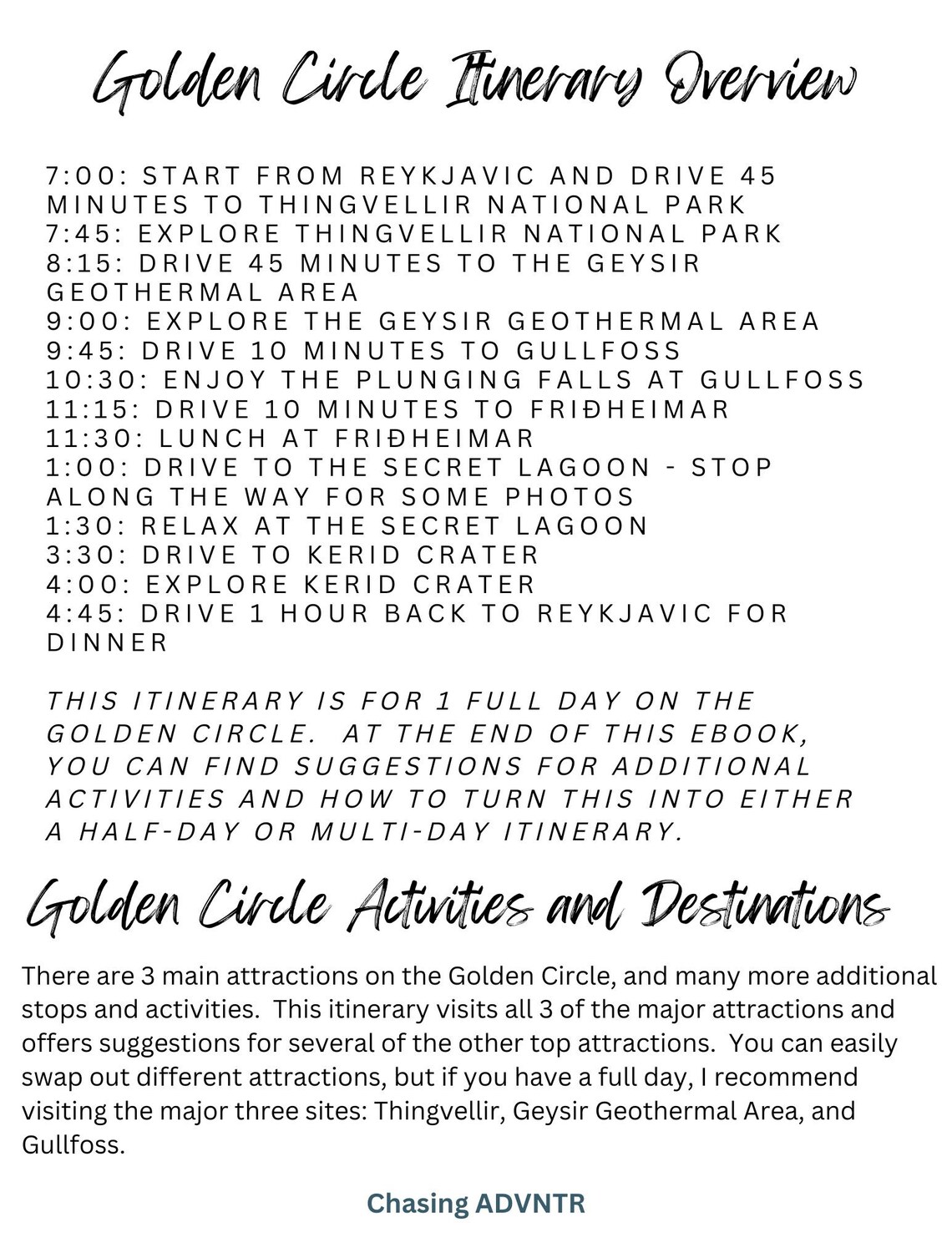 Incredible Iceland Golden Circle Itinerary, Golden Circle Ebook, Golden ...